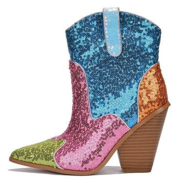 Forever Women Cowgirl Cowboy Western Ankle Boots Pointy Toe Rhinestone ...