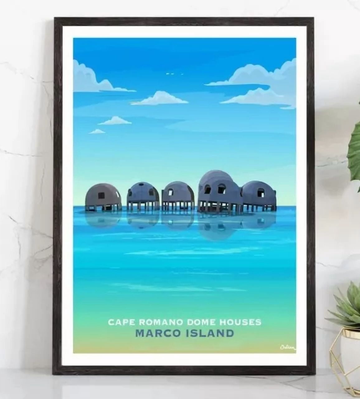 Cape Romano Dome Houses Travel Poster Modern Wall Art Home Decor ...