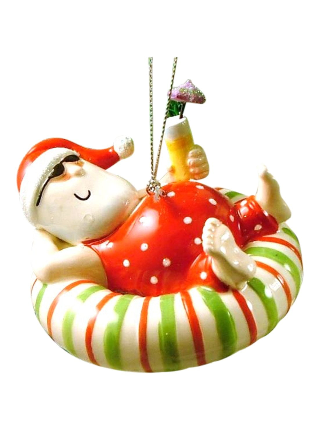 Cape Shore Santa Relaxing on an Inner Tube Float with a Tropical Drink ...