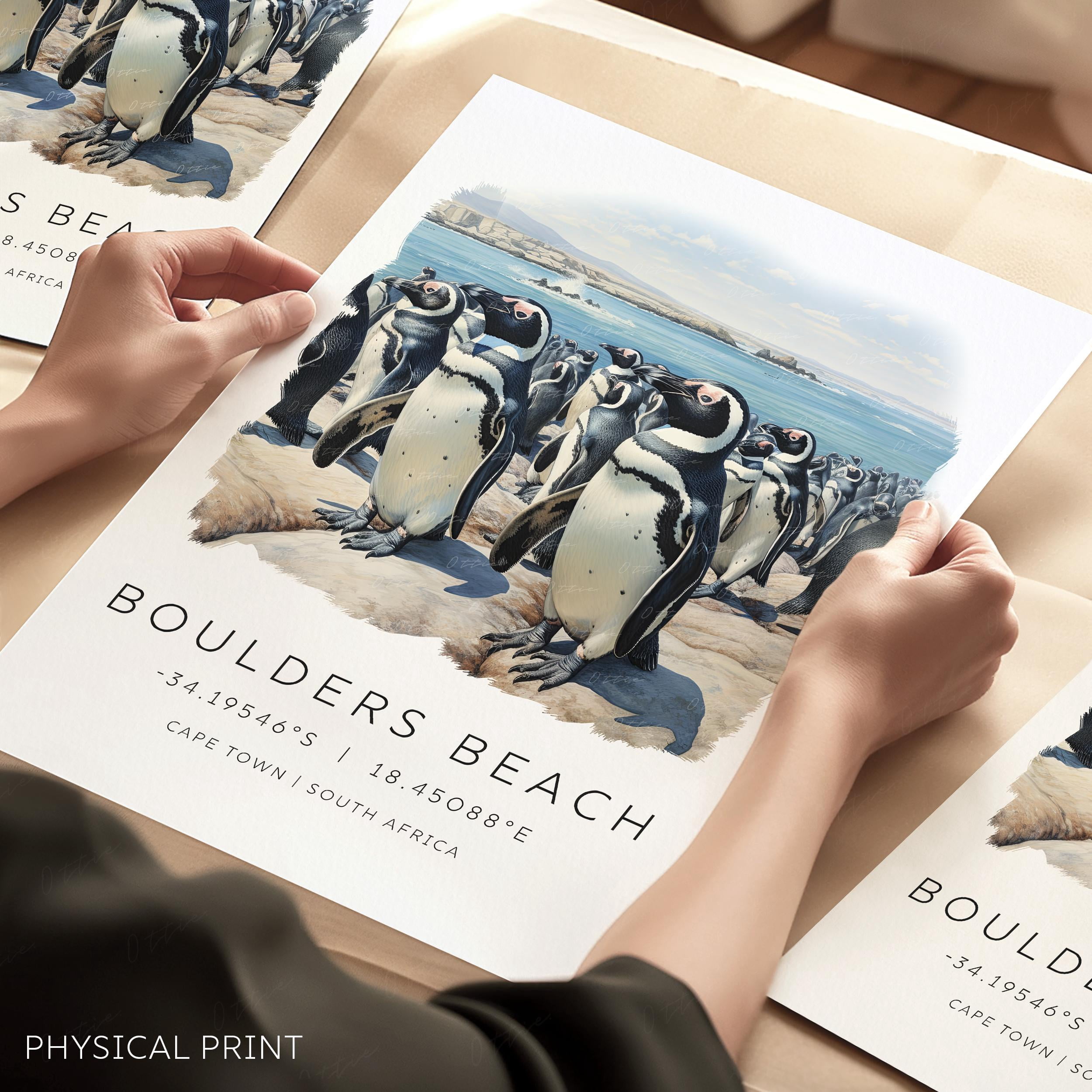 Cape Town Boulders Beach South Africa Travel Poster, Penguin Beach Wall ...