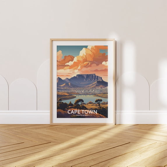 Cape Town Poster South Africa Scenic Coastal Wall Art Decor, Unframed ...