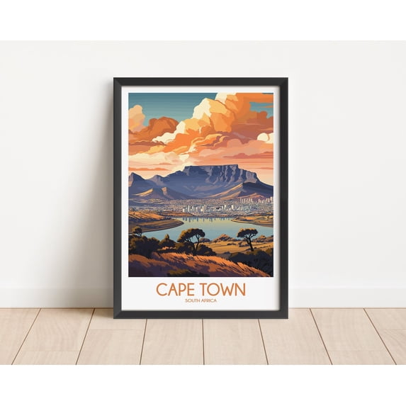 Cape Town Poster South Africa Scenic Travel Art Print, Unframed Canvas ...