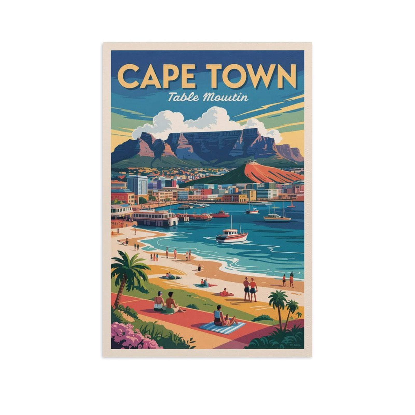 Cape Town Retro Travel Poster Vintage South African City Tourism with ...