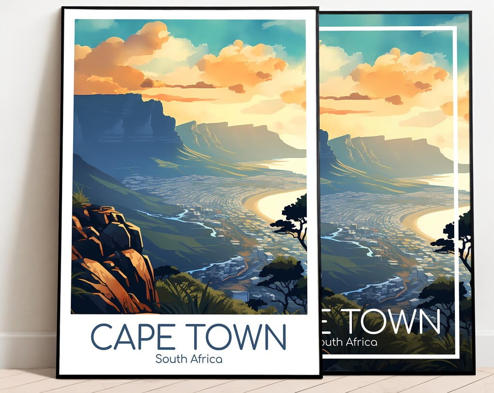 Cape Town Travel Poster Cape Town Poster Wall Art South Africa Vintage ...