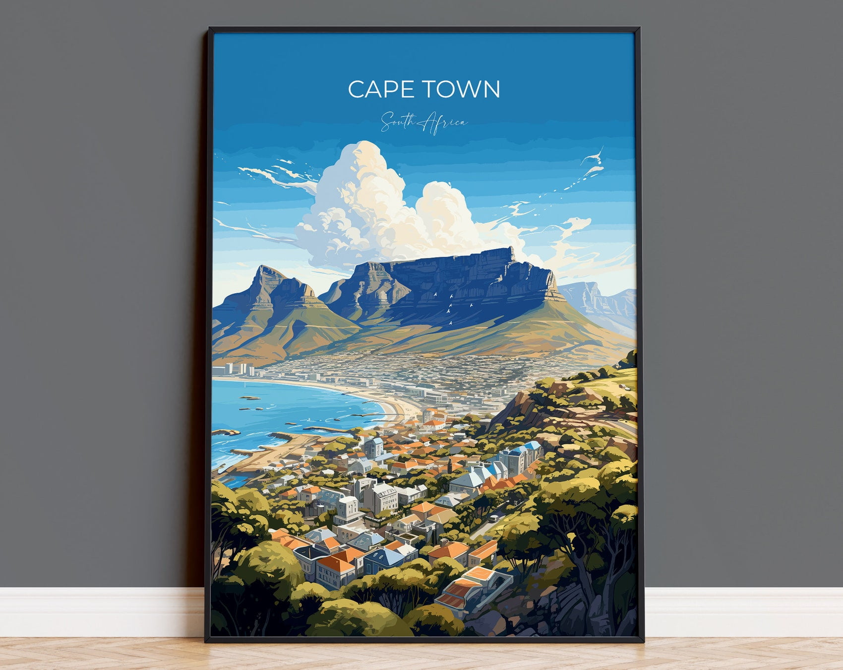 Cape Town Travel Poster, Travel Print of Cape Town, Cape Town Art ...
