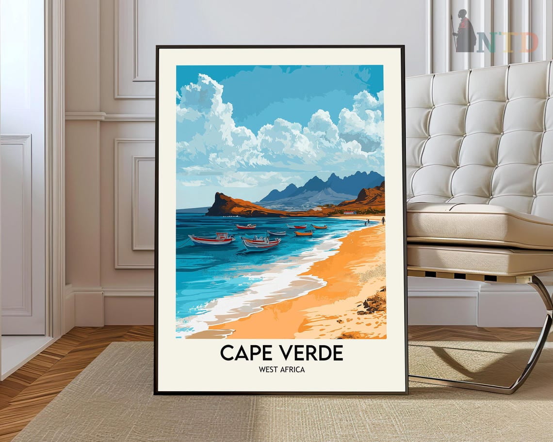 Cape Verde Poster, Cabo Verdeillustration Art Print, Africa Retro Style ...