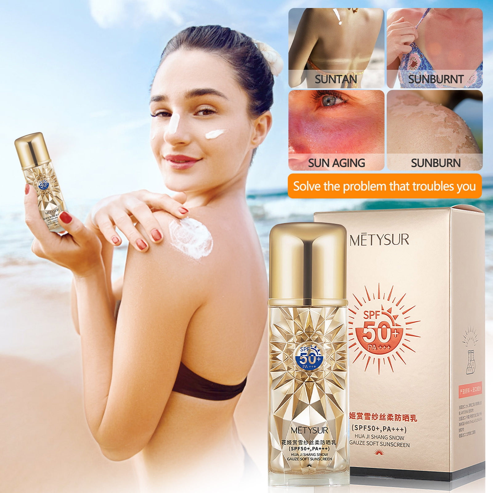 Capebale Sunscreen Spf 50 Sunblock Summer Refreshing Non Greasy Protection High Power Sunscreen