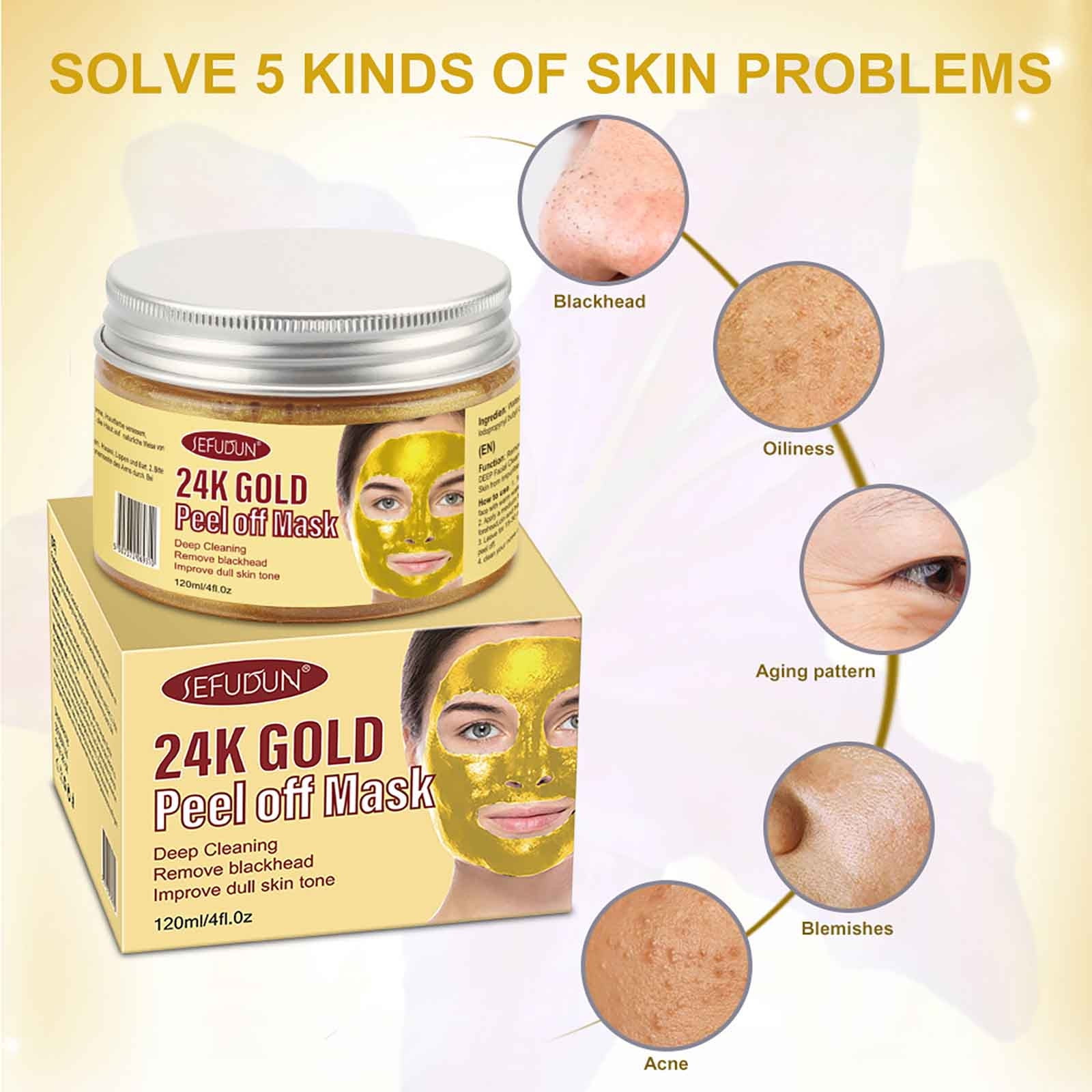 Capebale Teen Girl Gifts Gold Peel Off Mask，24K Deep Cleansing Removes ...