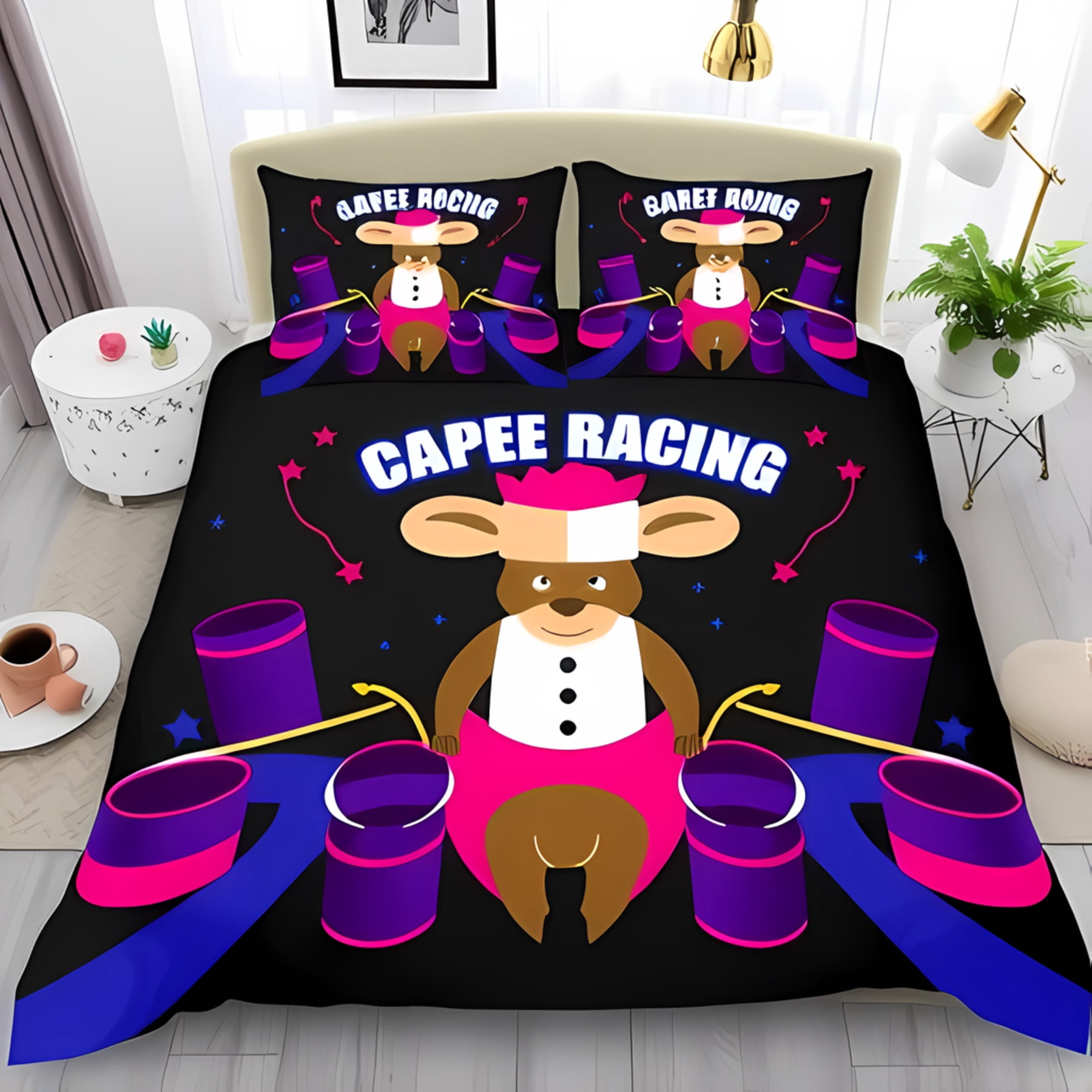 Capee Racing 3-Piece Duvet Cover Set - Cheerful Design with Colorful ...