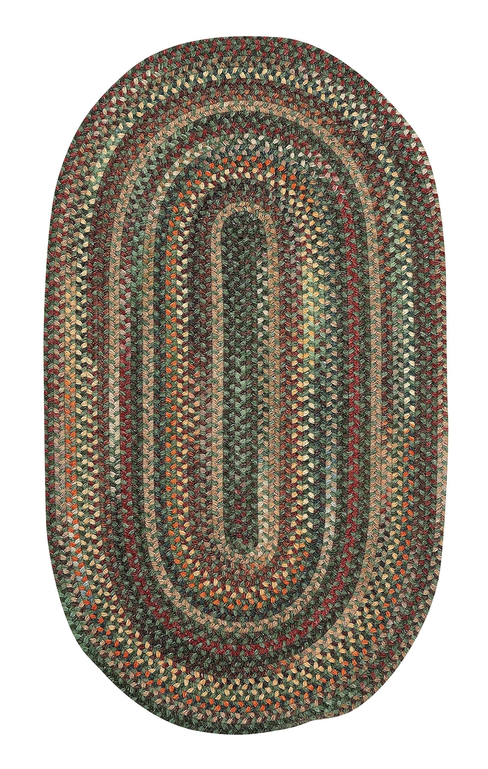 "Capel American Heritage Oval Braided Area Rug - 2'x36" Green Multi for ...