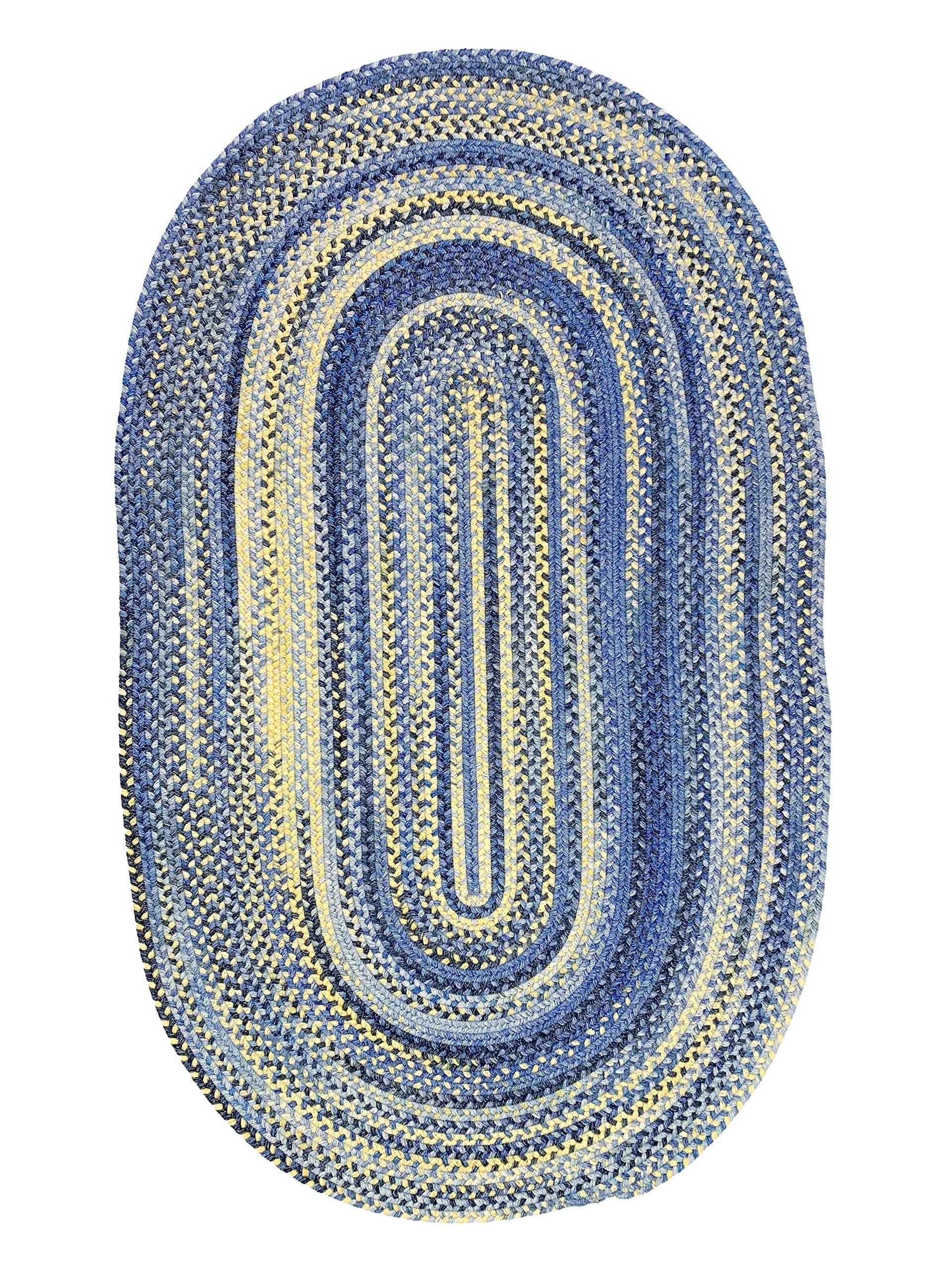 "Capel American Heritage Braided Oval Rug 5' x 8' - Blue Yellow ...