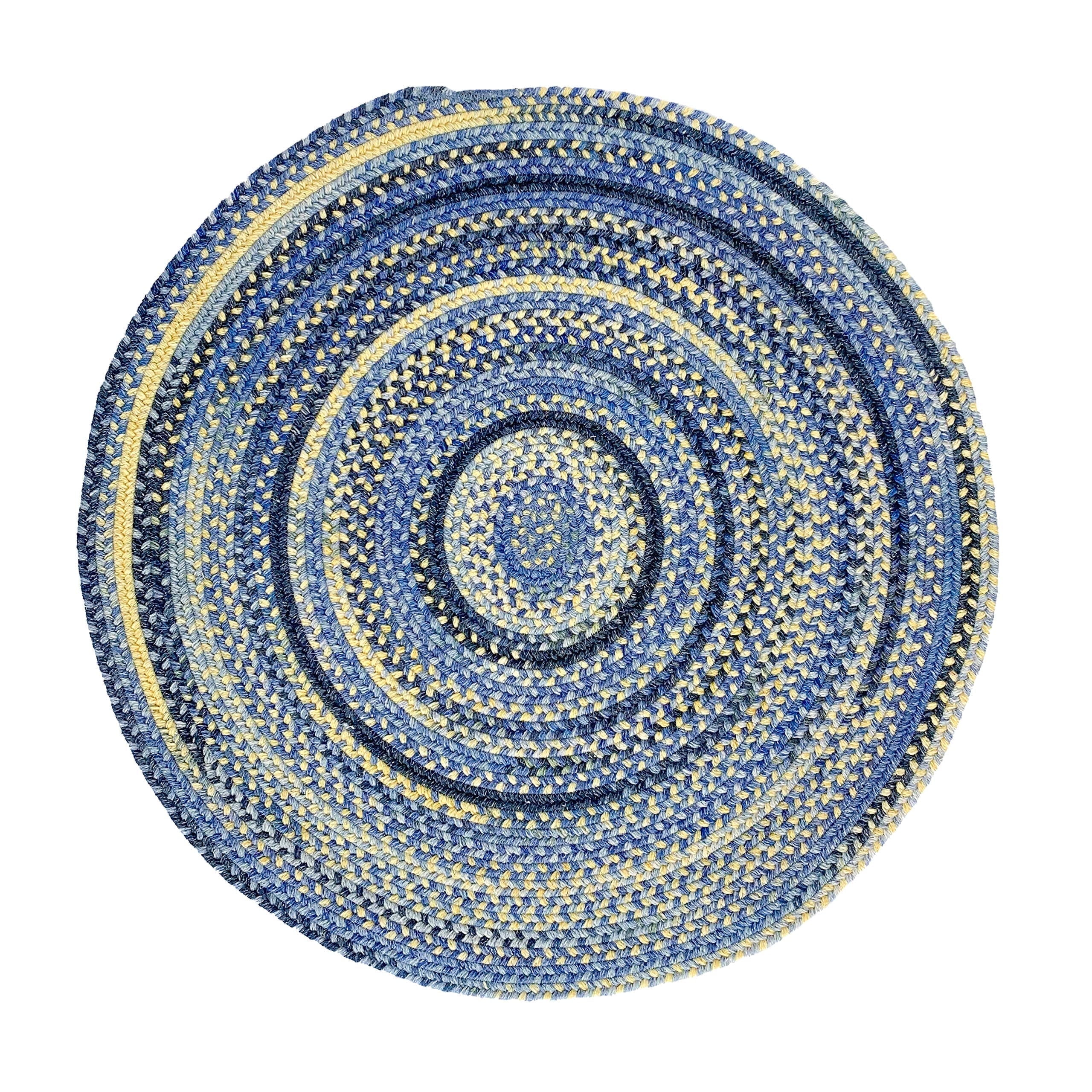 Capel Rugs American Heritage Braided Area Rug 36 Round Blue & Yellow ...