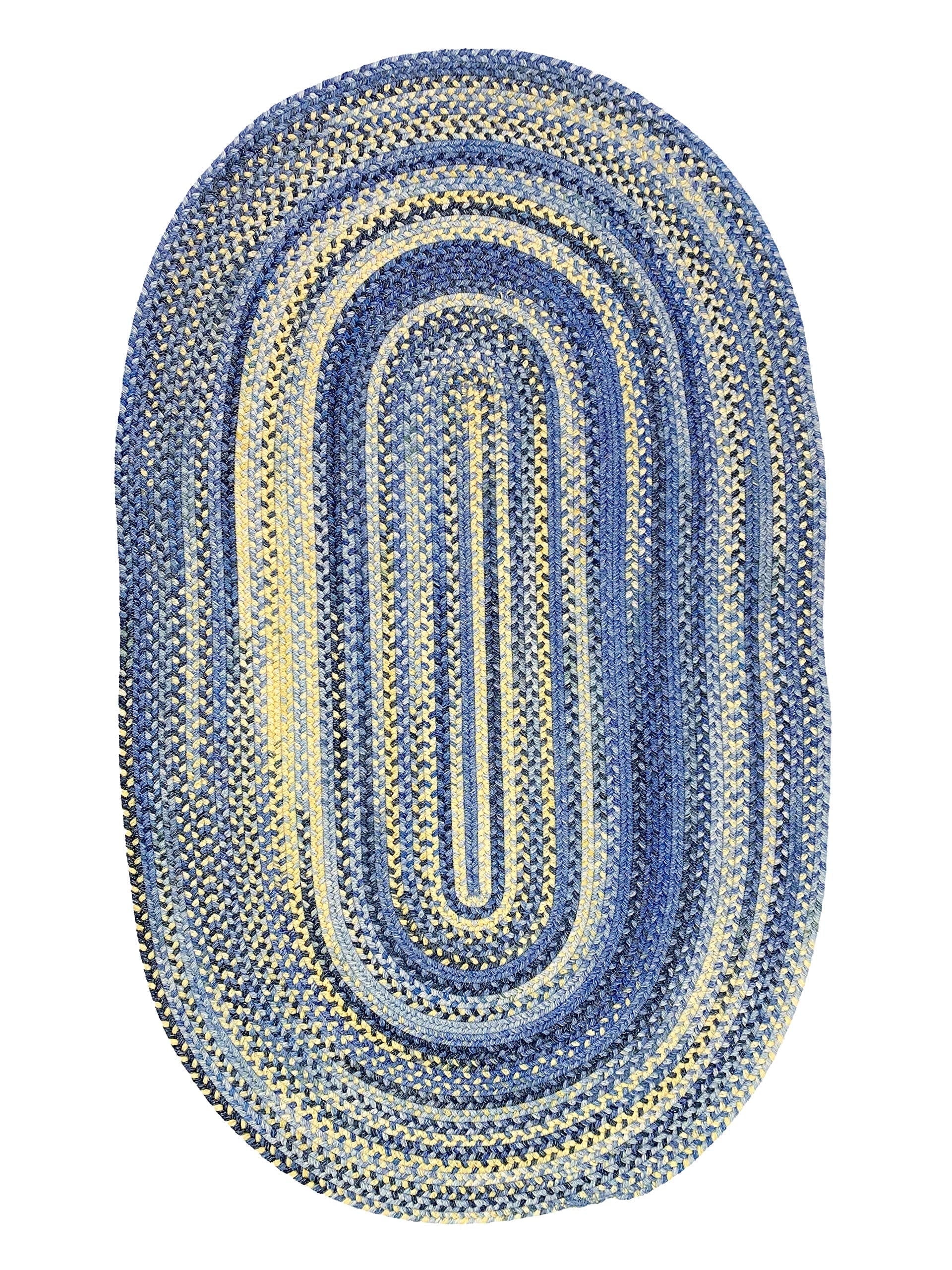 "Capel Rugs American Heritage Oval Braided Area Rug 36" x 5' - Blue ...