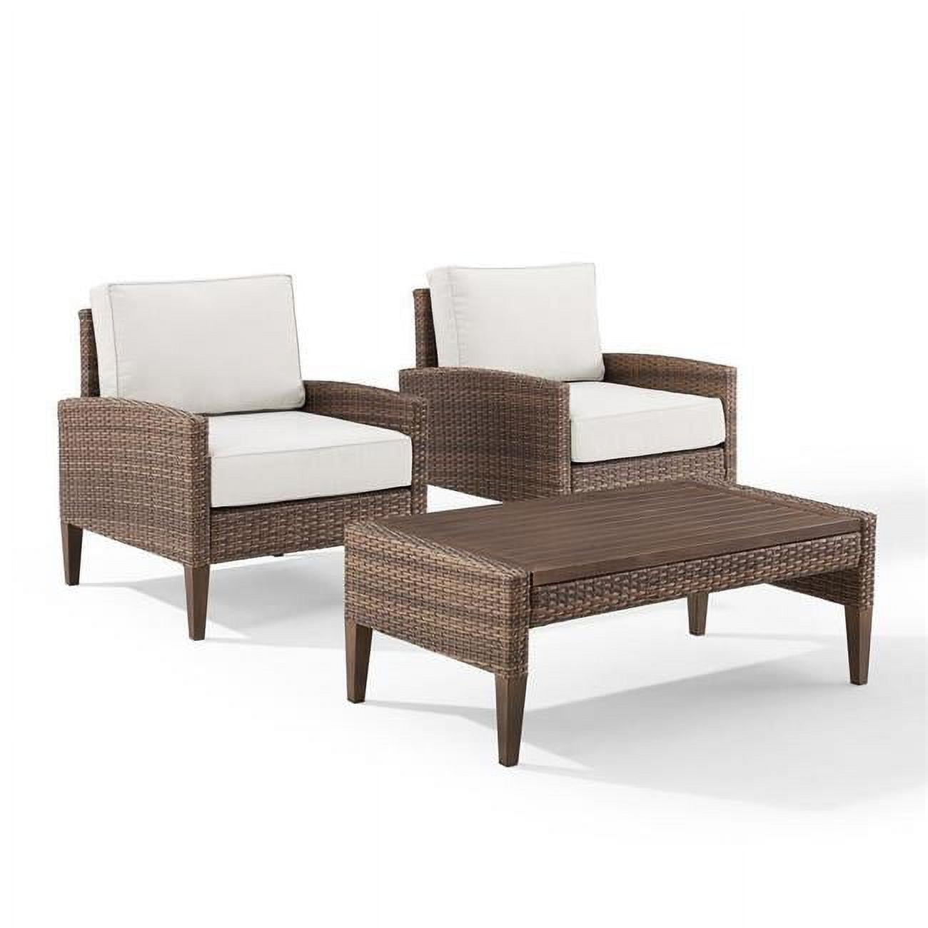 Capella Outdoor Wicker Chair Set, Creme & Brown - 3 Piece - Walmart.com