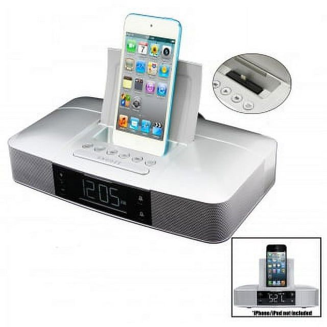 Capello Stereo FM Clock Alarm Radio with Lightning Dock for iPhone 5/5S ...