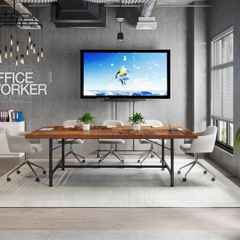 Capen 70.8 in. Rectangular Brown Engineered Wood Computer Desk 6 ft ...