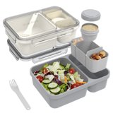 Caperci 2 Pack Salad Container Set, 62 oz BPA-Free with Toppings Tray ...