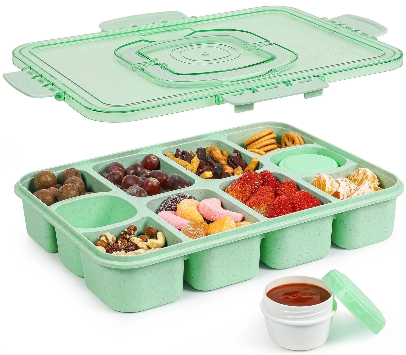 Caperci Serving Tray with Lid and Handle - 2700ML Portable Snackle Box ...