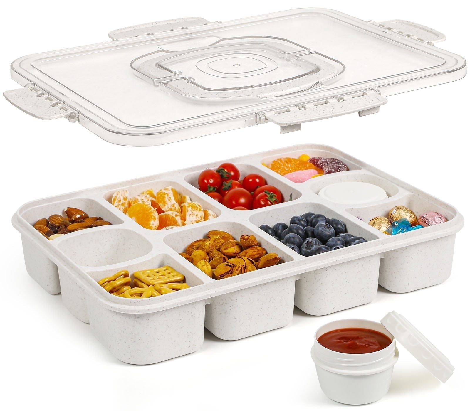 Caperci Serving Tray with Lid and Handle - 2700ML Portable Snackle Box ...
