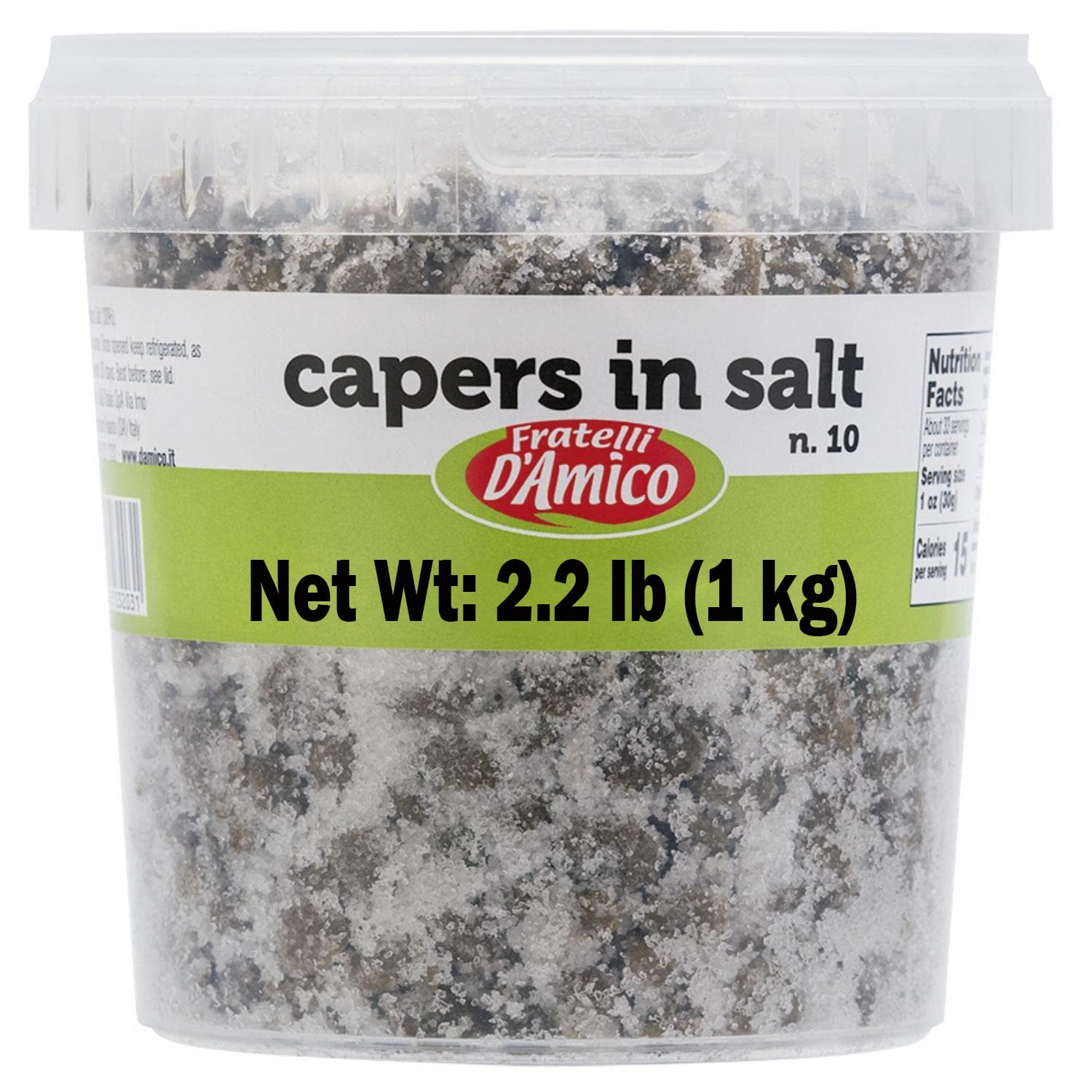 Capers in Salt, Size #10, Italian Salted Capers, Caperi, NON-GMO ...