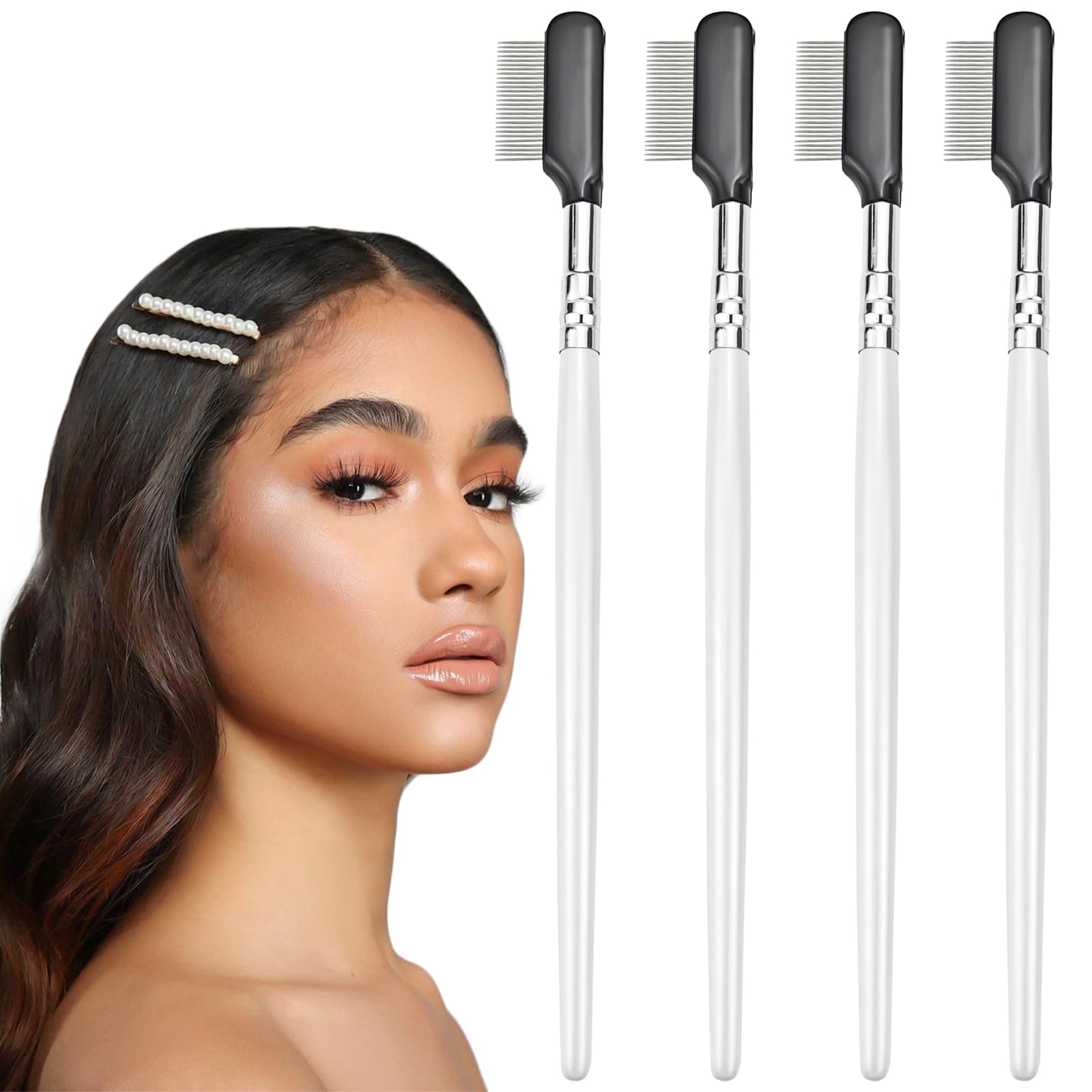 Capiant 4 Pack Metal IFF17 Eyelash Comb, Stainless Steel Teeth Eyebrow ...