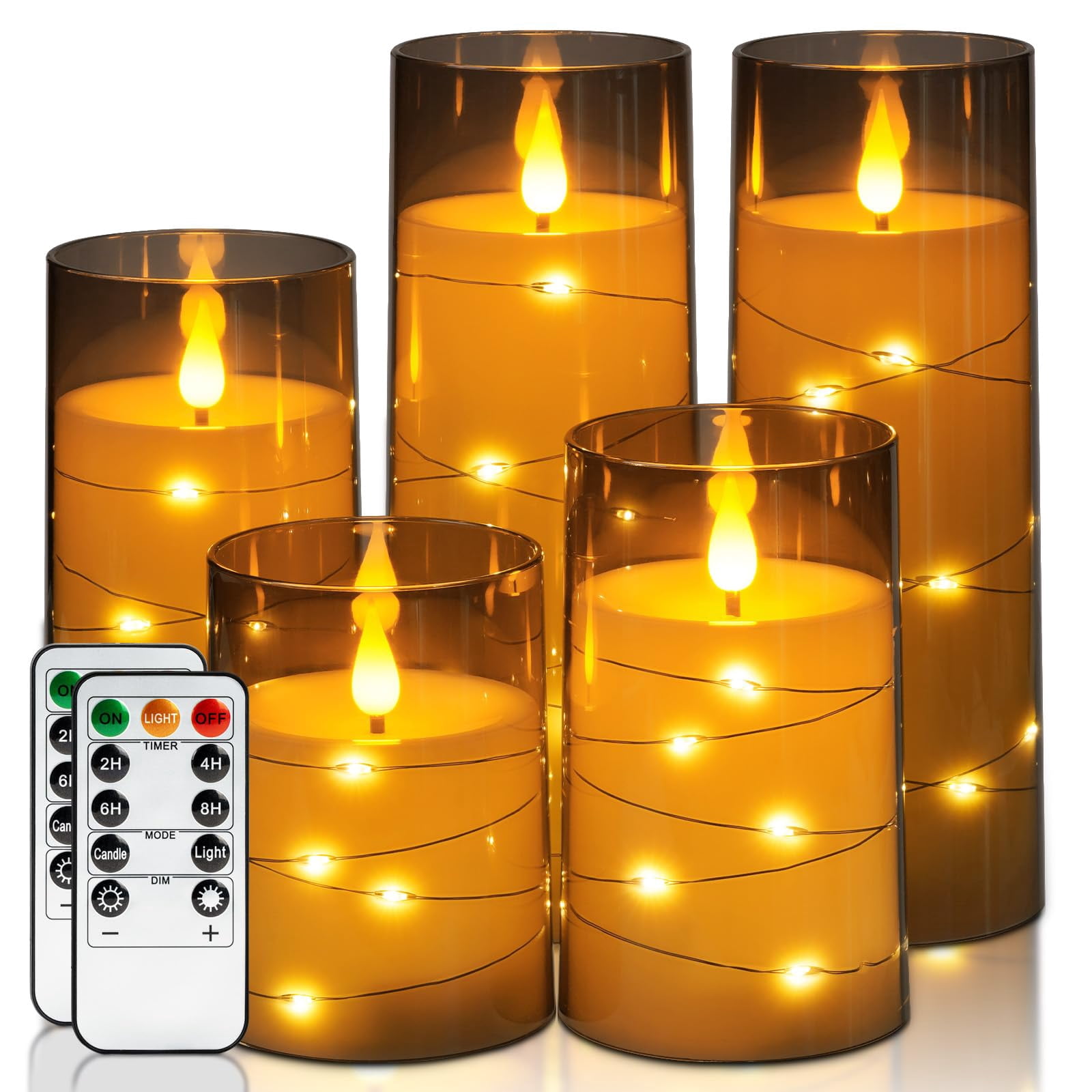 Capion Flameless Candles Battery Operated Candles Real Wax Pillar LED ...