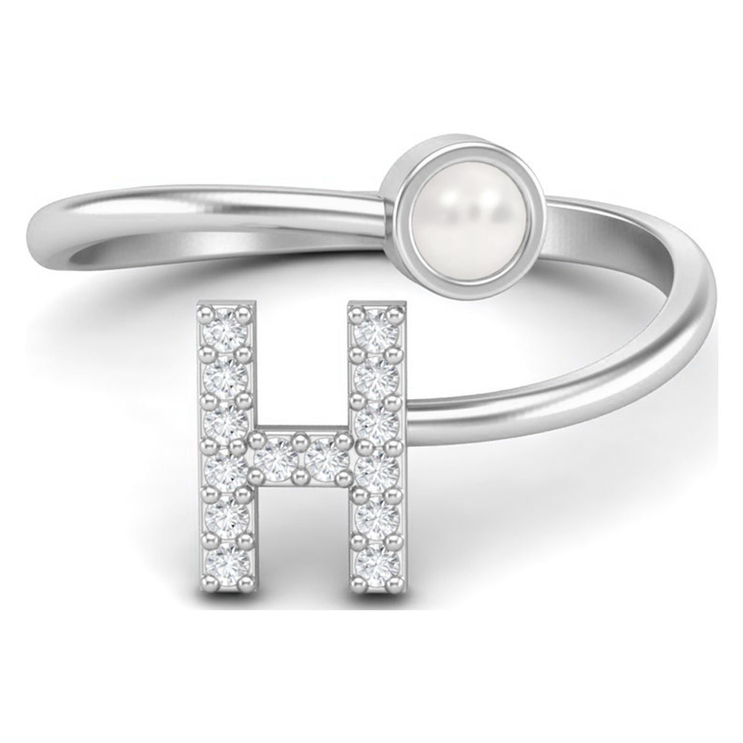 Capital H Initial Letter Natural Pearl Gemstone Women Mother's Day Gift ...