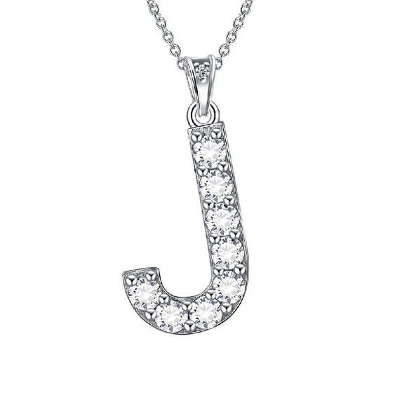 Capital Initials J Necklace Pendant Iced Out 925 Silver Jewelry Gift ...