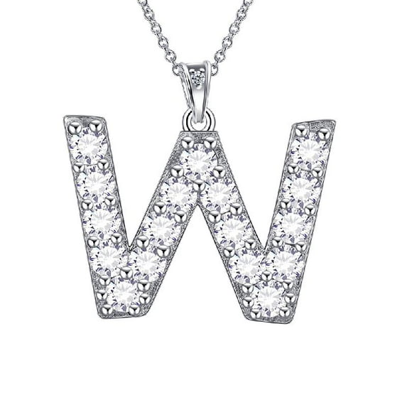 Capital Initials W Necklace Pendant Iced Out 925 Silver Jewelry Gift ...
