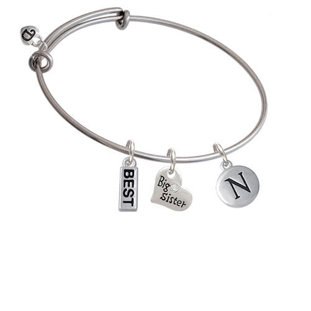 Capital Letter - N - Pebble Disc - Big Sister Heart Expandable Bangle ...
