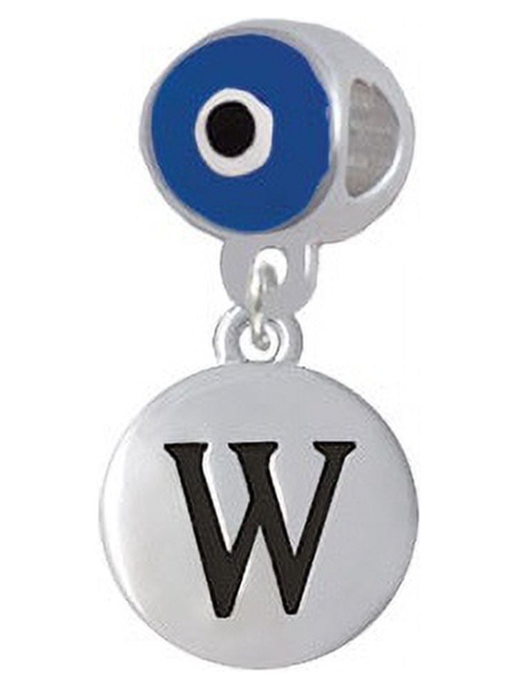 Capital Letter - W - Pebble Disc - Blue Evil Eye Charm Bead - Walmart.com