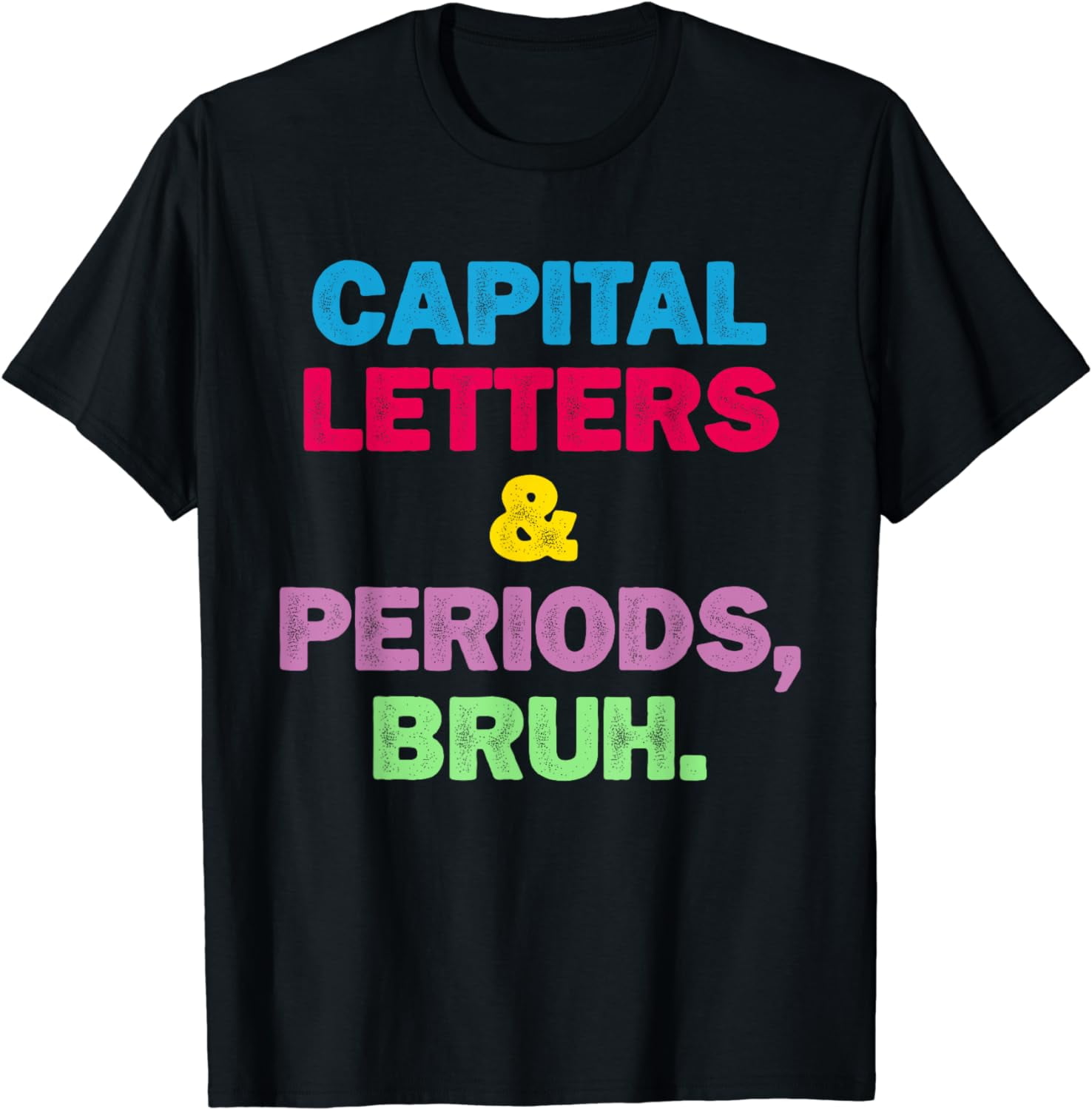 Capital Letters And Periods Bruh, Funny Retro ELA Teacher Niche design ...