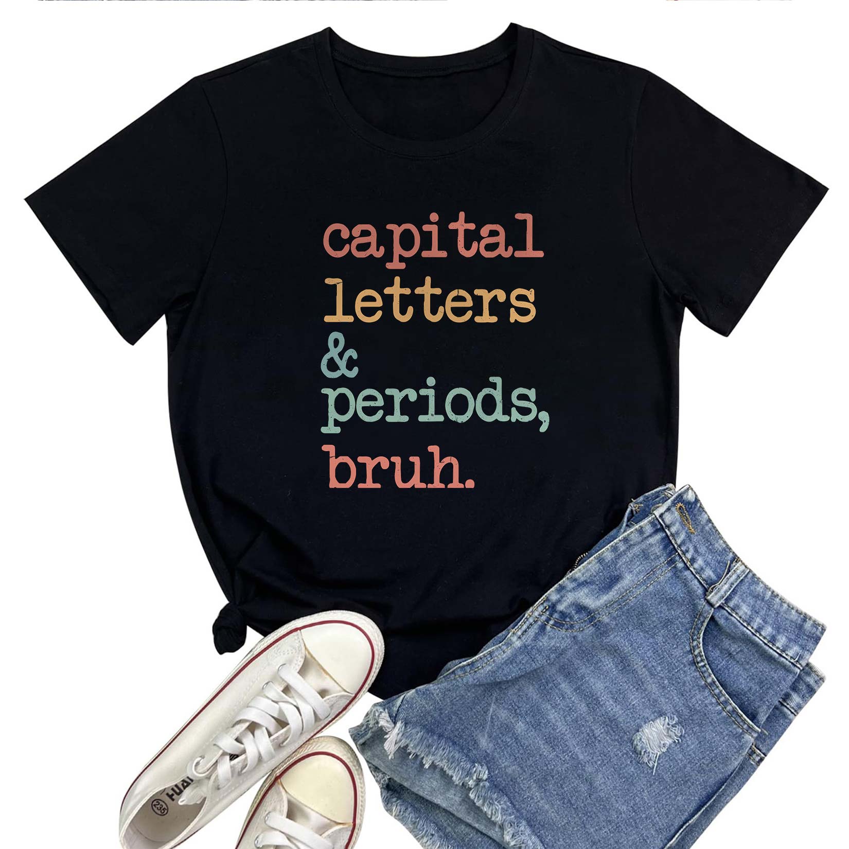 Capital Letters And Periods Bruh Women's T-Shirt – Funny Grammar Tee ...