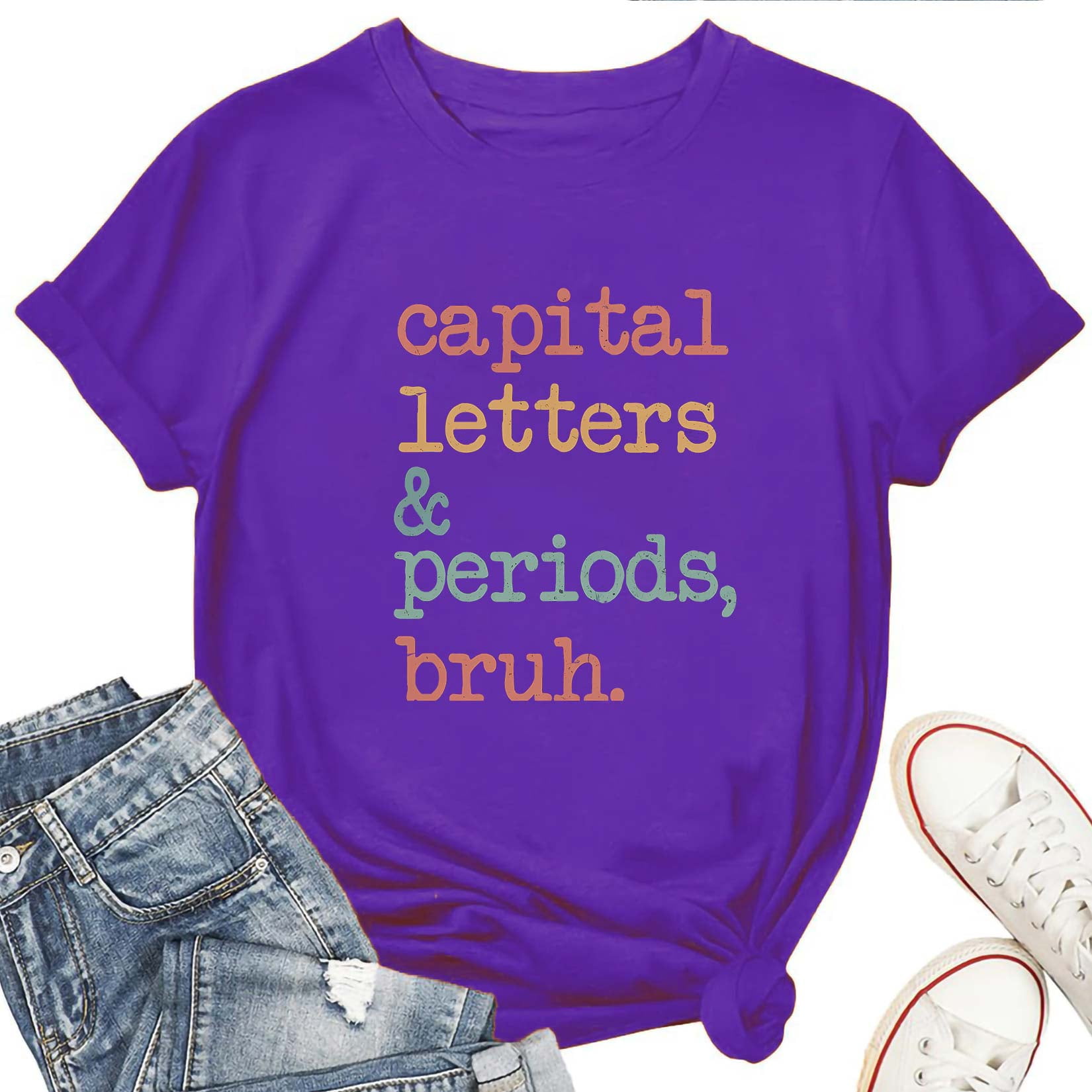 Capital Letters And Periods Bruh Women's T-Shirt – Funny Grammar Tee ...