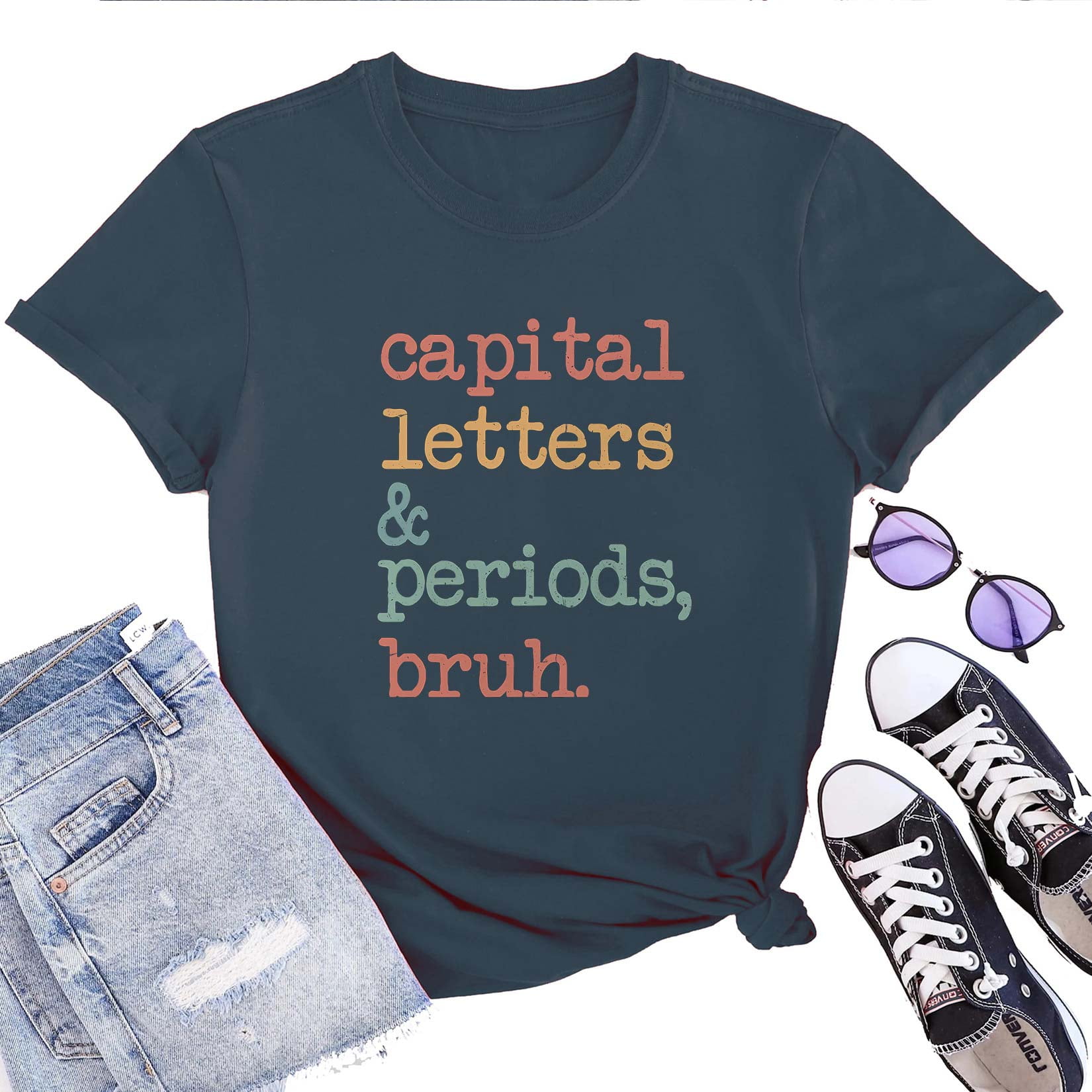 Capital Letters And Periods Bruh Women's T-Shirt – Funny Grammar Tee ...