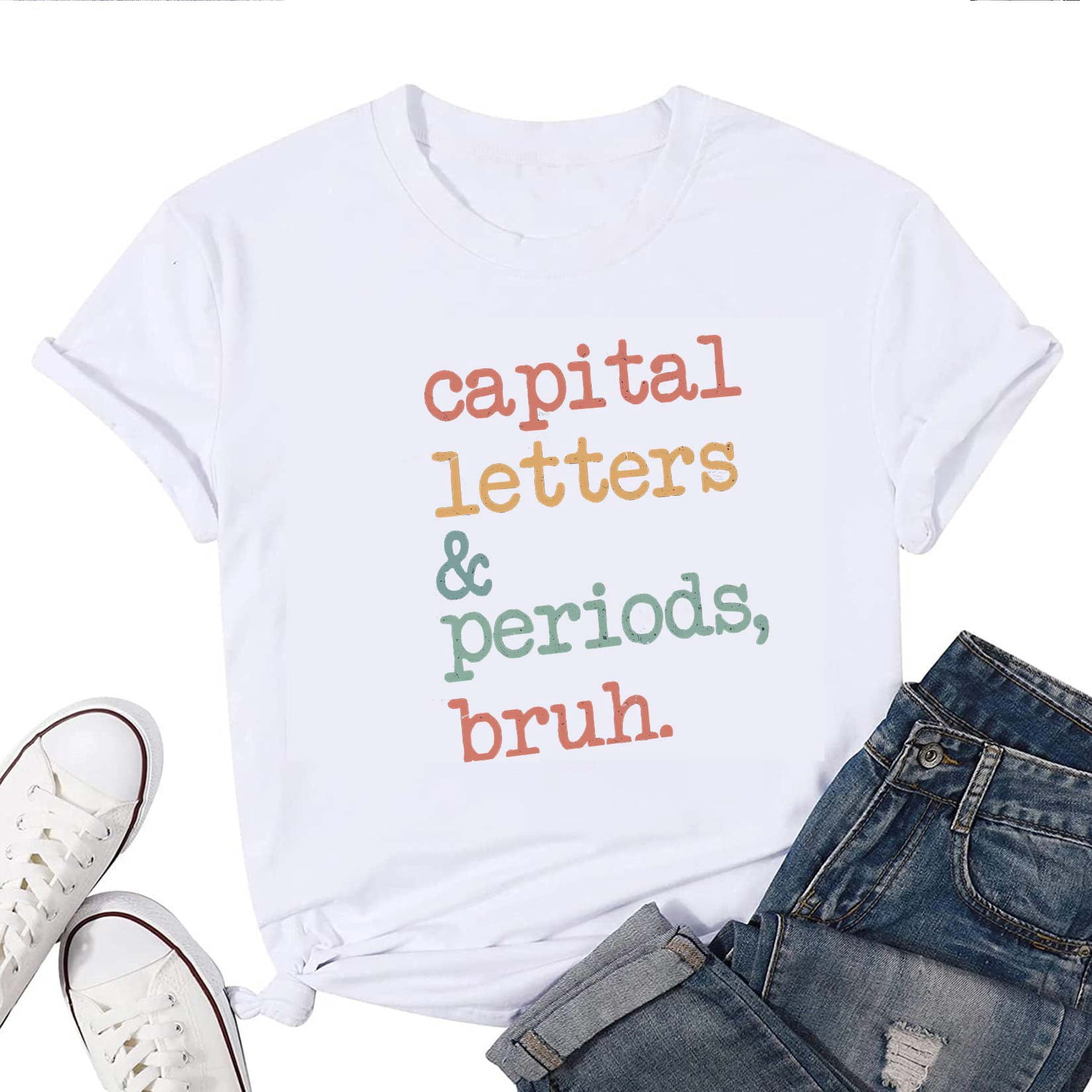 Capital Letters And Periods Bruh Women's T-Shirt – Funny Grammar Tee ...