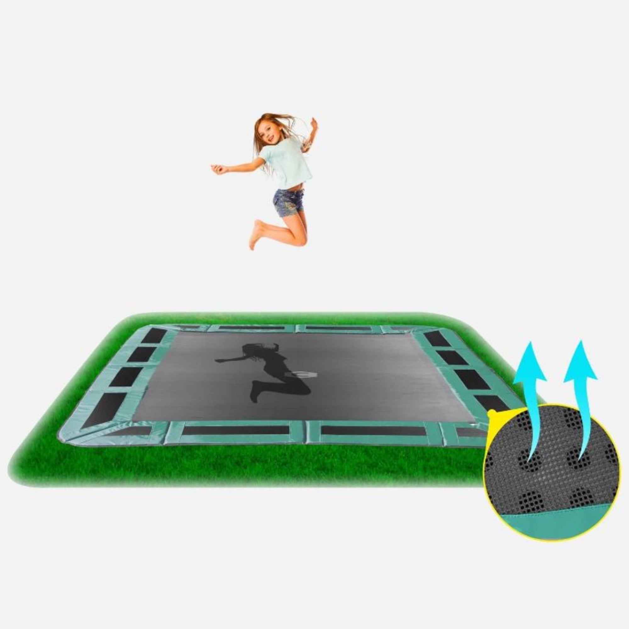 Capital Play Rectangular In-ground Trampoline 14' X 10' Rectangle No ...
