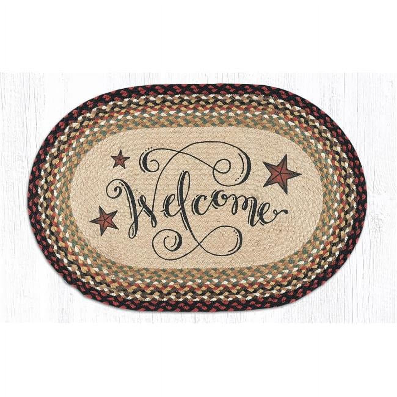 Capitol Importing 20 x 30 in. Jute Oval Welcome Barn Stars Patch ...