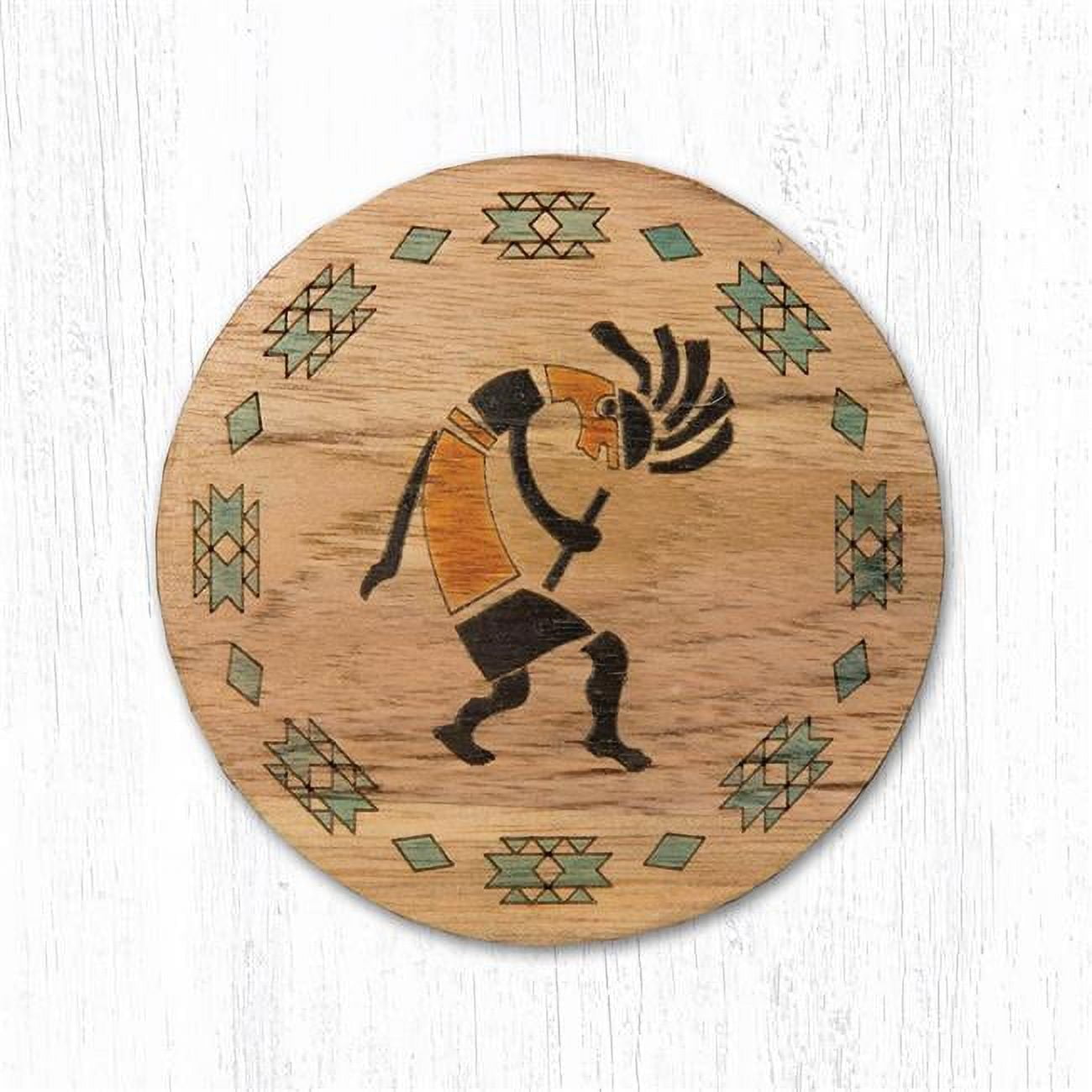 Capitol Importing 30-030K 3.5 x 3.5 in. Teak Wood Round Kokopelli Teak Wood Coaster - Walmart.com