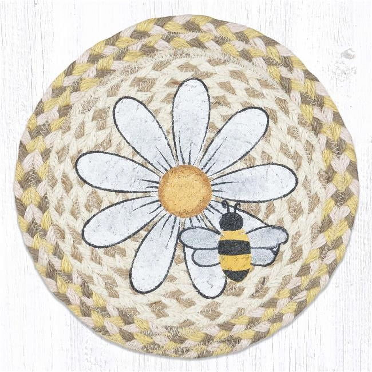 Capitol Importing 80-653DB 10 x 10 in. Daisy & Bee Printed Round Trivet ...