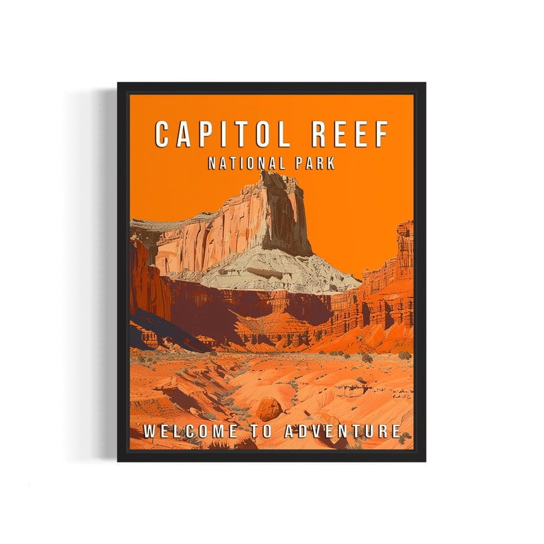 Capitol Reef National Park Art Poster, Vintage Retro Landmarks Decor ...