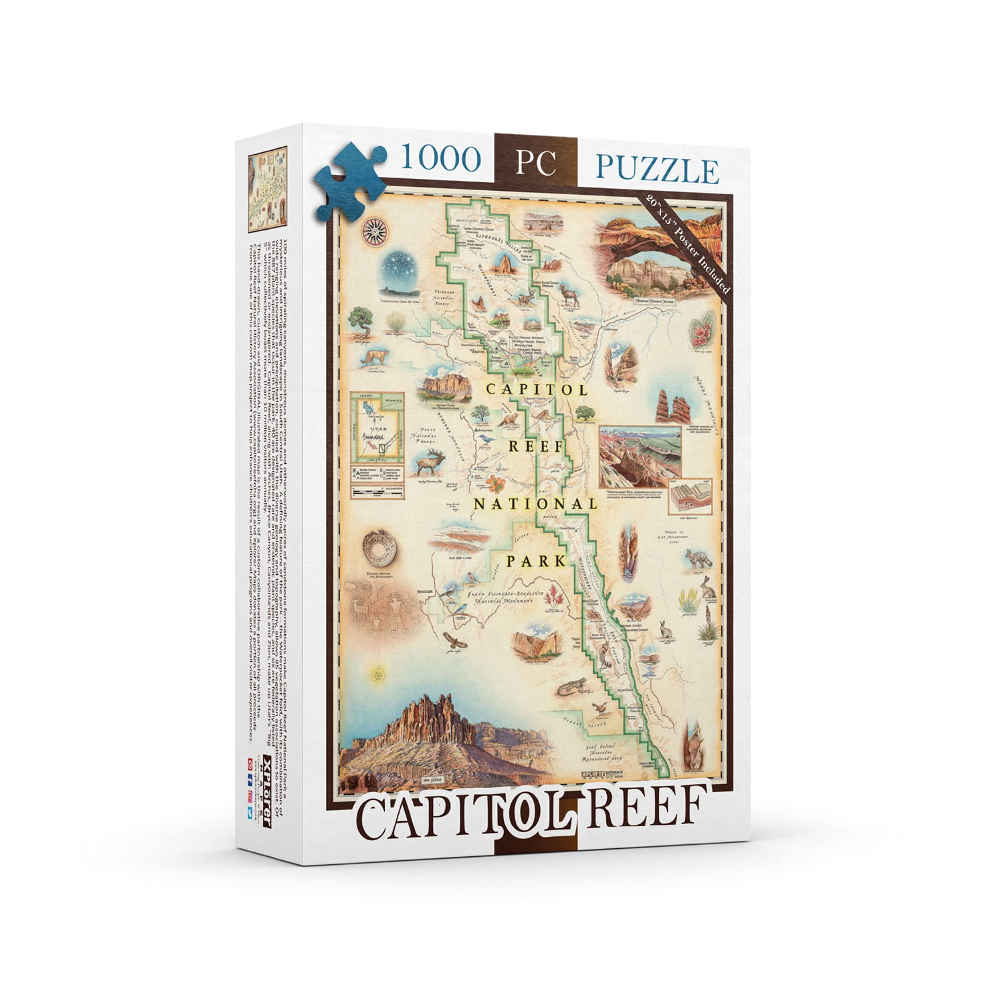 Capitol Reef National Park Map Cardboard Jigsaw Puzzle - 1000 Pieces ...