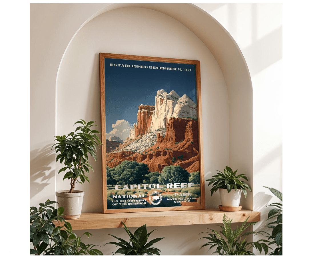 Capitol Reef National Park Poster Wpa Style Retro Travel Wall Art ...