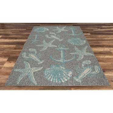GAD Premium Indoor Outdoor Contemporary Ocean Marine Life Area Rug (5'3 ...