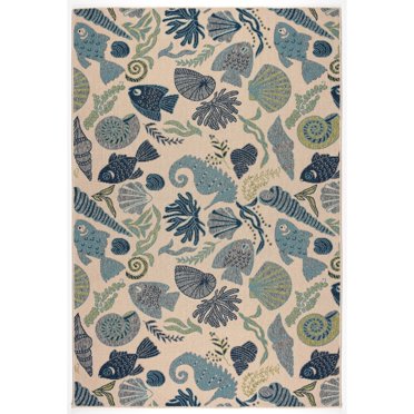 GAD Premium Indoor Outdoor Contemporary Ocean Marine Life Area Rug (5'3 ...