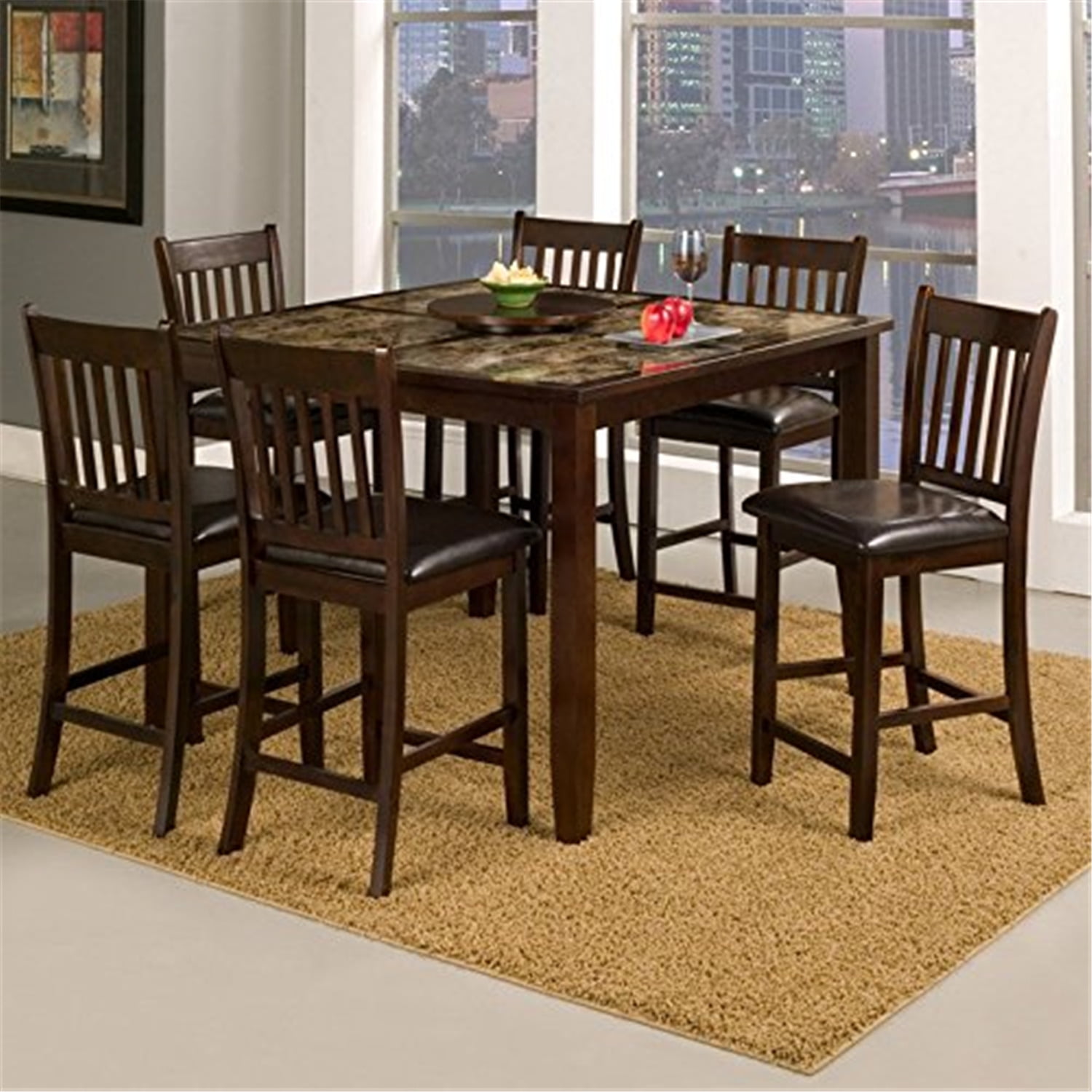 Capitola Faux Marble Large Pub Table - Walmart.com