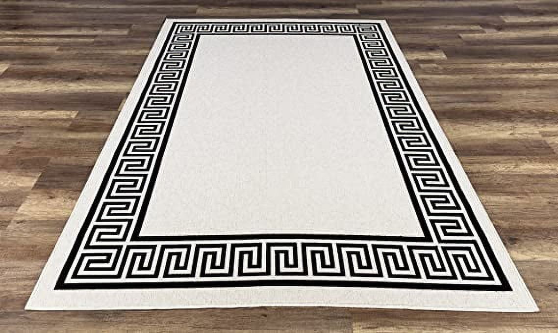 Capitola GAD Greek Key High Quality Indoor Outdoor Area Rug Beige Black ...
