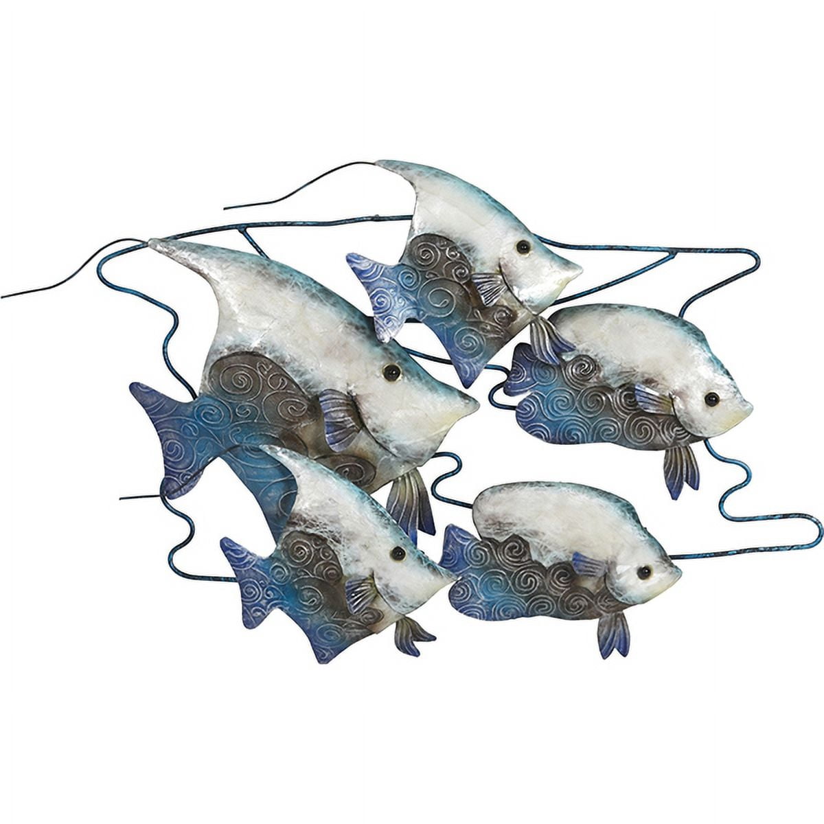 Capiz & Metal Angelfish & Banner Fish School Wall Art Blue/White ...