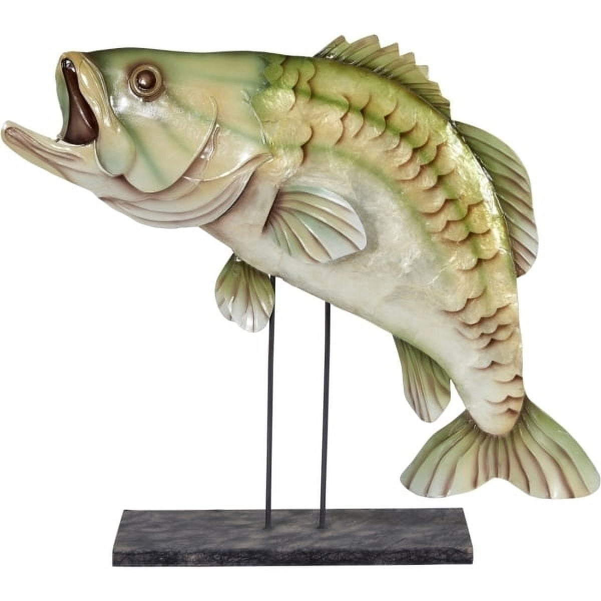 Capiz & Metal Bass Fish on Stand Green/Beige 16.5x14.25x4.5" - Walmart.com