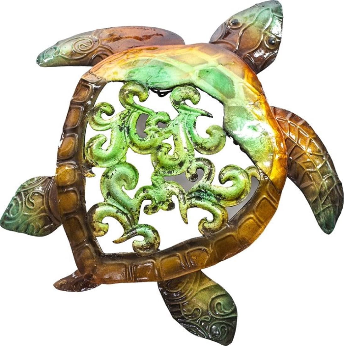 Metal Turtle Wall Decor Sculpture 9", Nautical Beach Themed Coastal ...